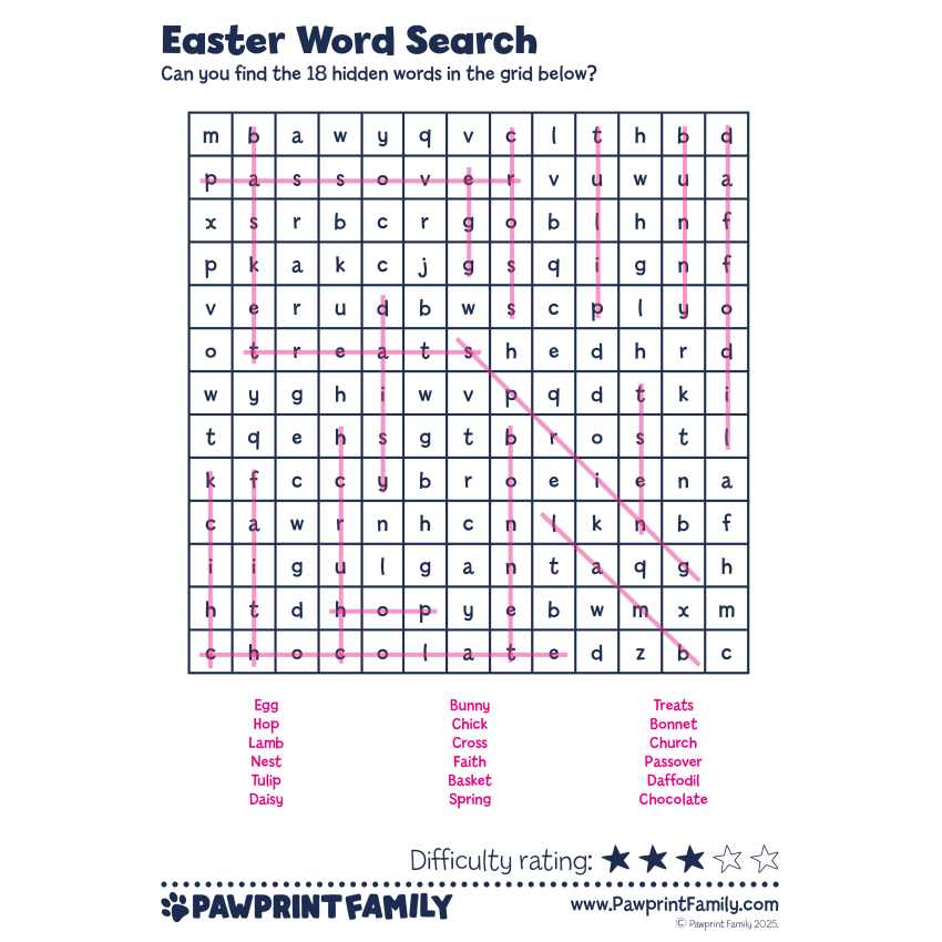 Word Searches - Easter | Pawprint Family