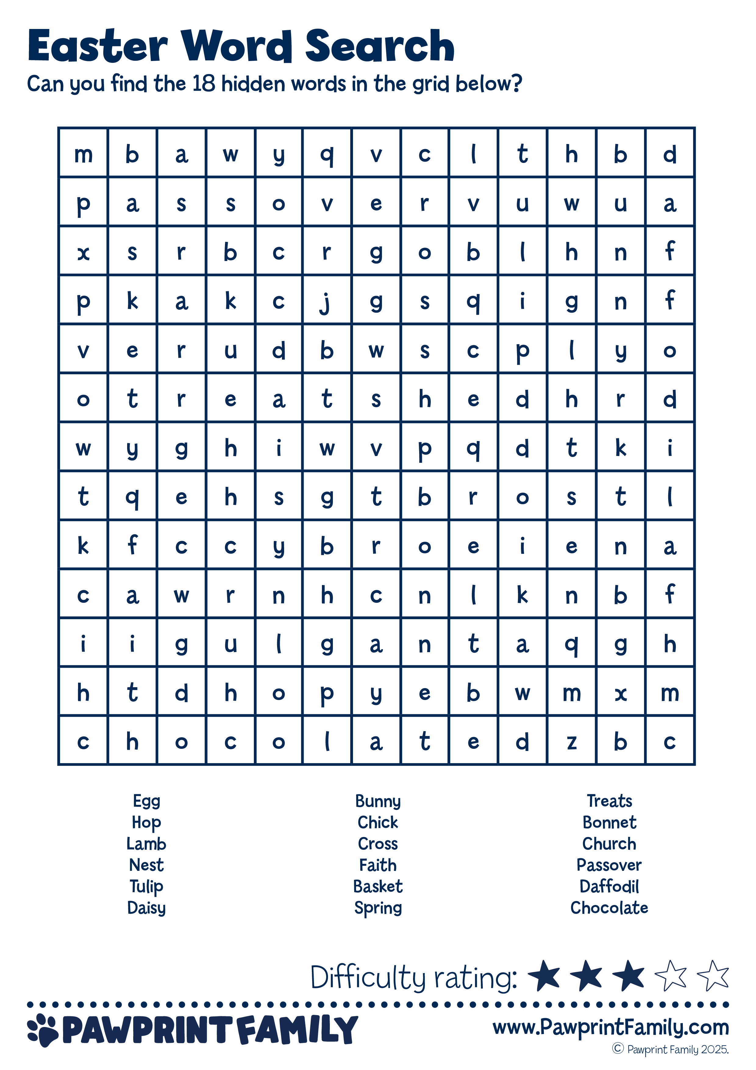 Word Searches - Easter | Pawprint Family